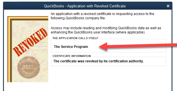 QuickBooks - Application with Revoked Certificate Error [RSO] – Online Help Center